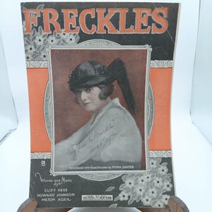 Vintage 1920s Freckles Sheet Music Cliff Hess Howard Johnson Milton ...