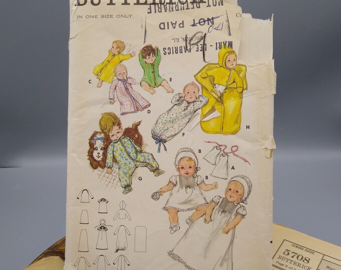 Vintage Sewing PATTERN Butterick 5708, 1970s Infants Layette, 10 Pc ...