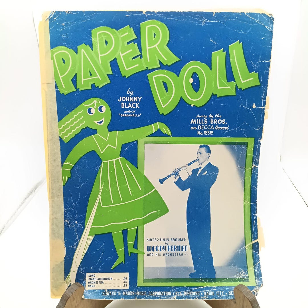 Paper Doll by Johnny Black Sheet Music Vintage 1942 Featuring Woody ...