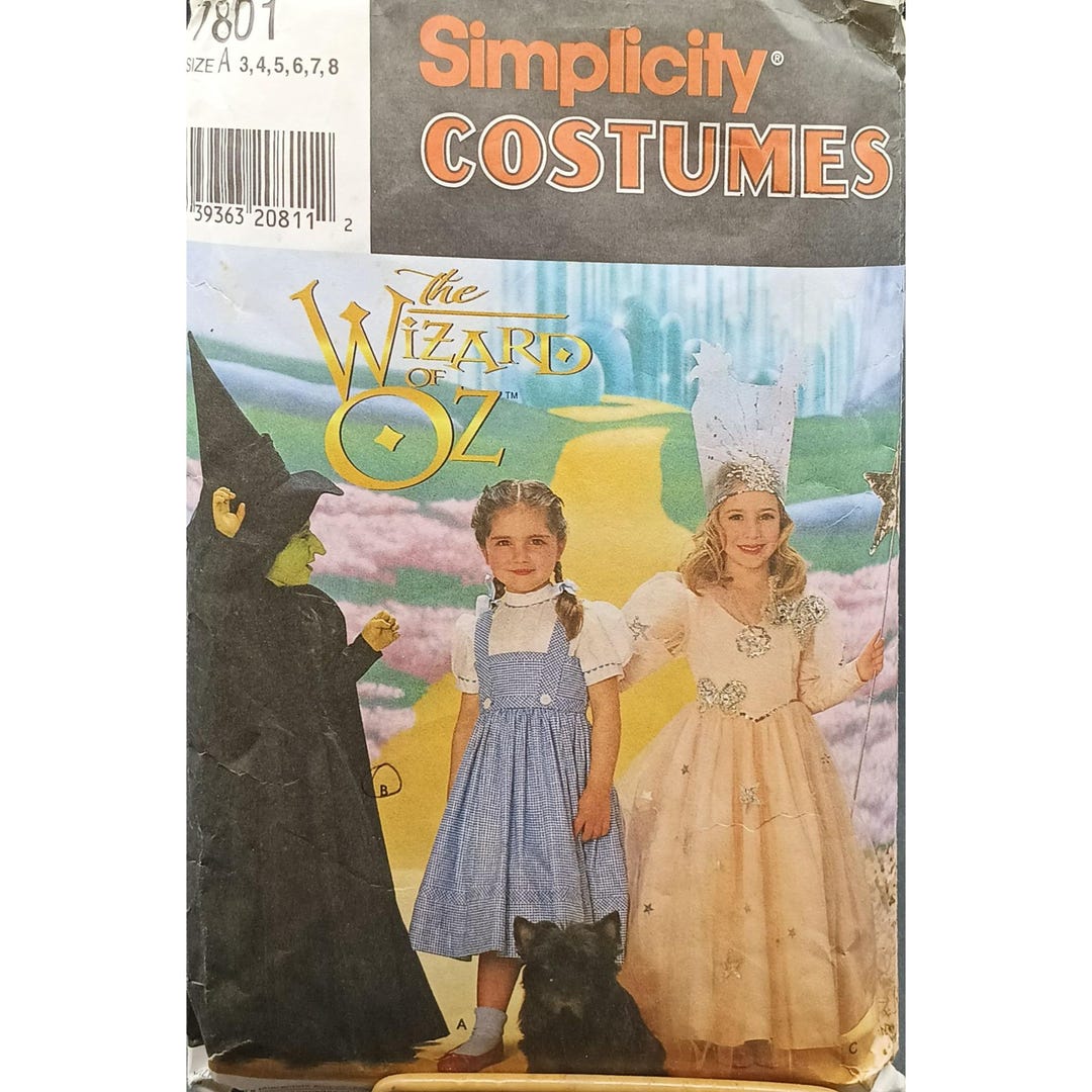 Vintage Simplicity Wizard of Oz Childrens Costume Sewing Pattern 7801 ...