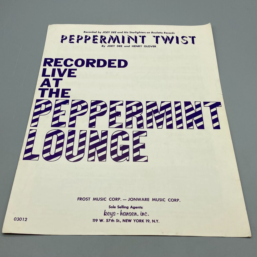 Vintage Sheet Music, Peppermint Twist by Dee and Glover, Recorded by ...