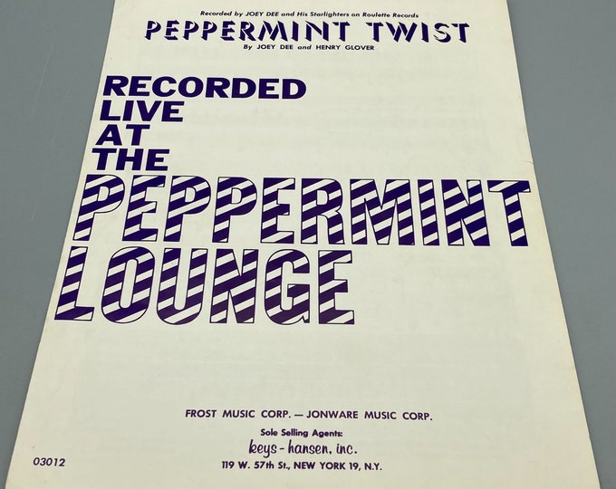 Vintage Sheet Music, Peppermint Twist by Dee and Glover, Recorded by ...