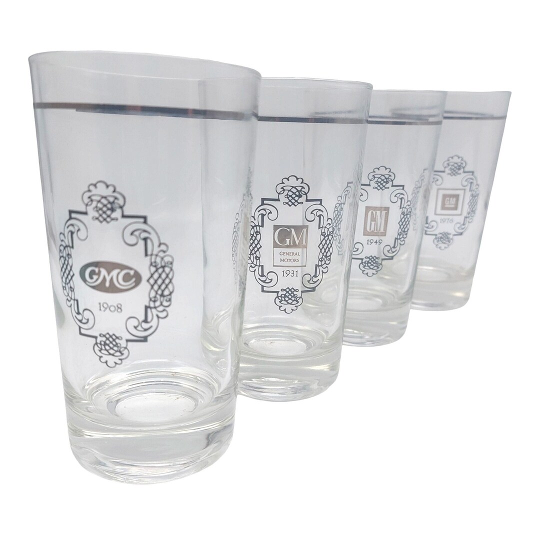 Vintage GM Drinking Glass Set of 4, Automotive General Motors ...