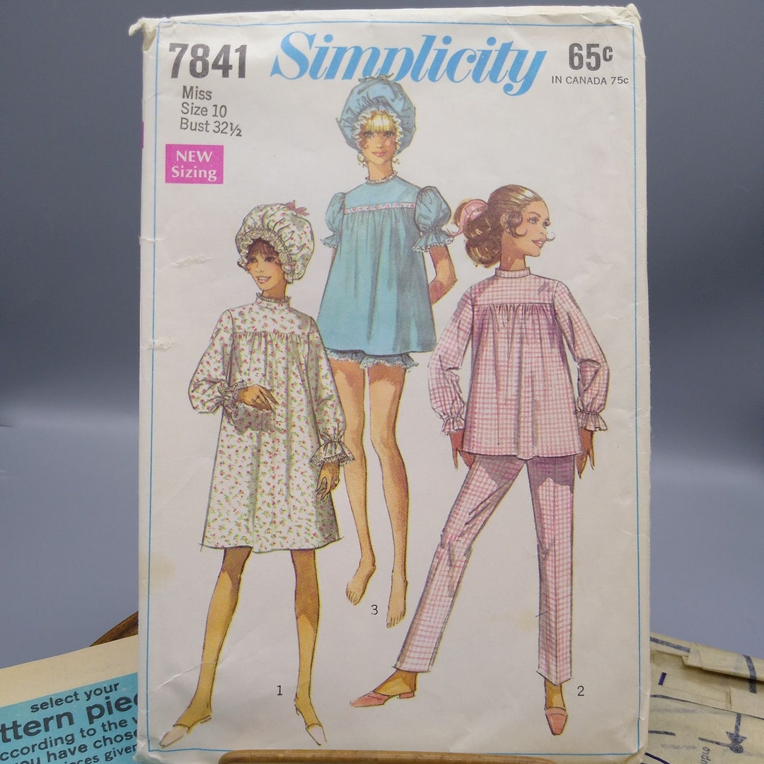 Vintage Sewing PATTERN Simplicity 7841, Women 1968 Pajamas in Two ...