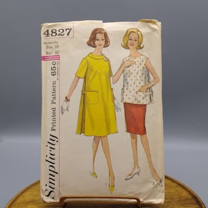 Vintage Sewing PATTERN Simplicity 4827, Women Maternity Dress Top and ...