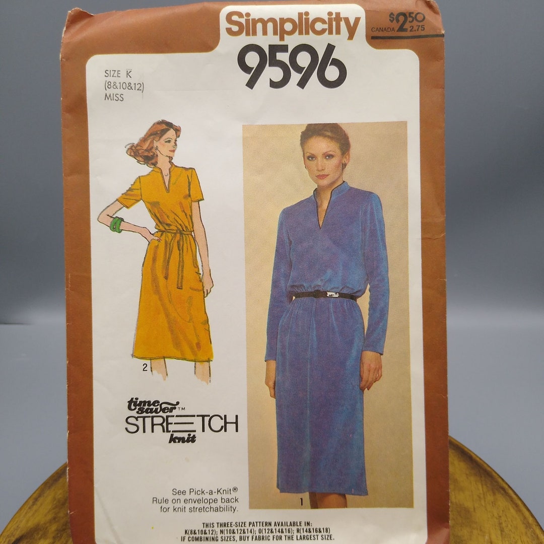 Vintage Sewing PATTERN Simplicity 9596, Time Saver Stretch Knit 1980 ...