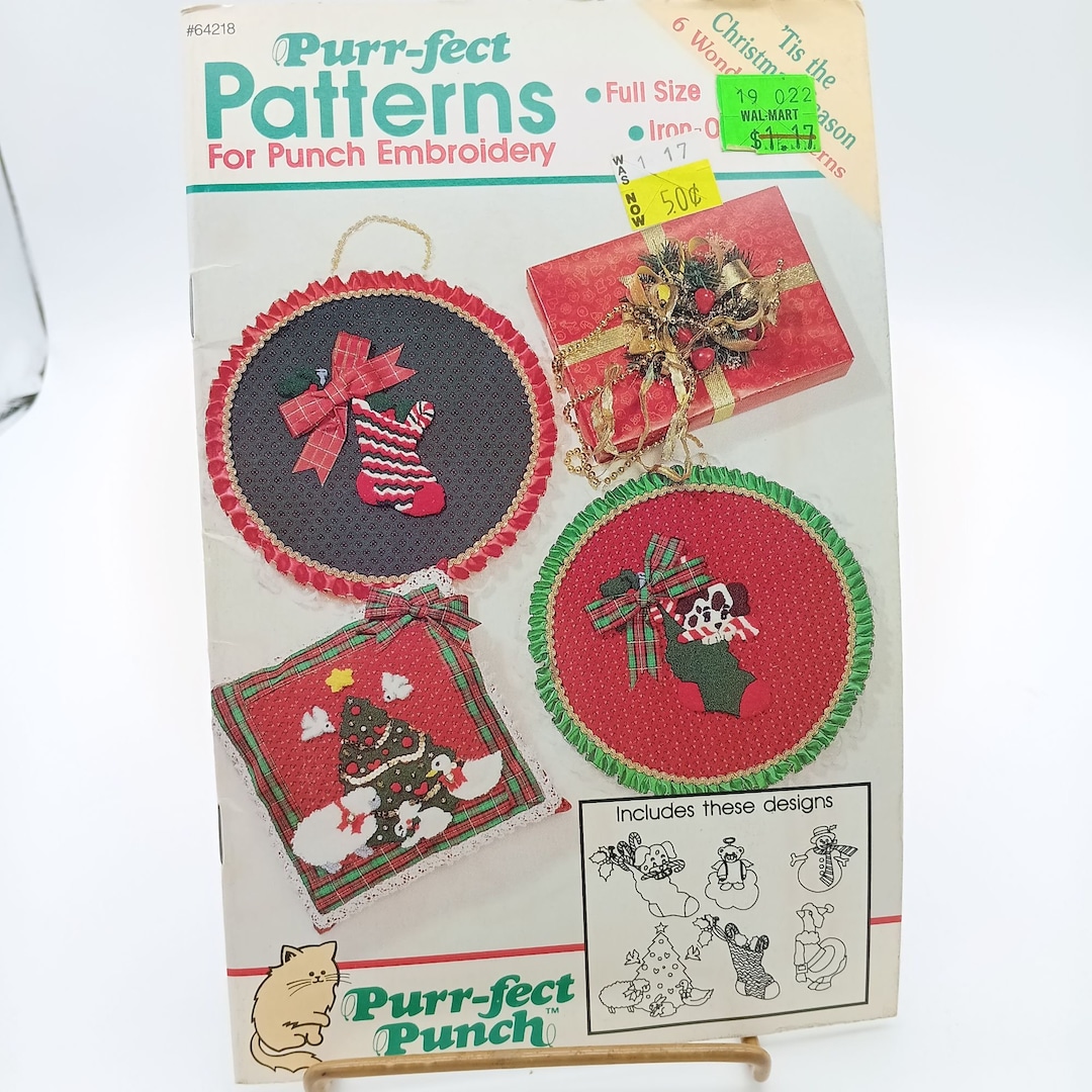UNUSED Vintage Purrfect Patterns for Punch Embroidery, Tis the ...