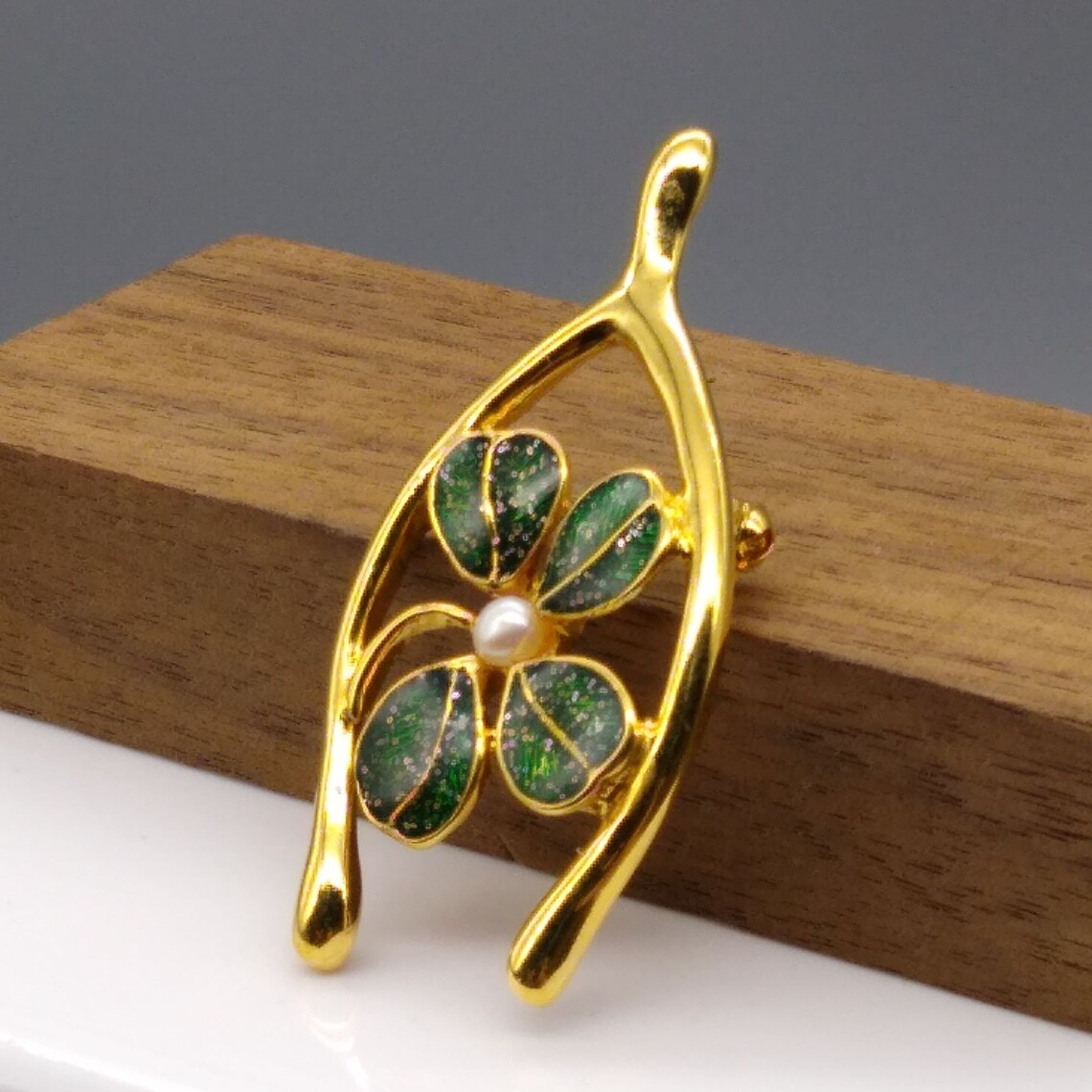 Vintage JJI Good Luck Brooch Gold Tone Wishbone Pin With - Etsy