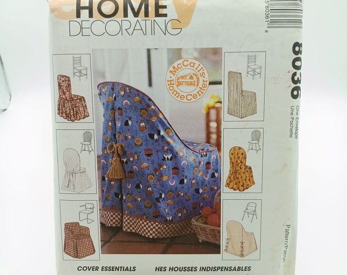 UNCUT Sewing PATTERN Mccalls 8036, 1995 Home Decorating Chair Cover ...