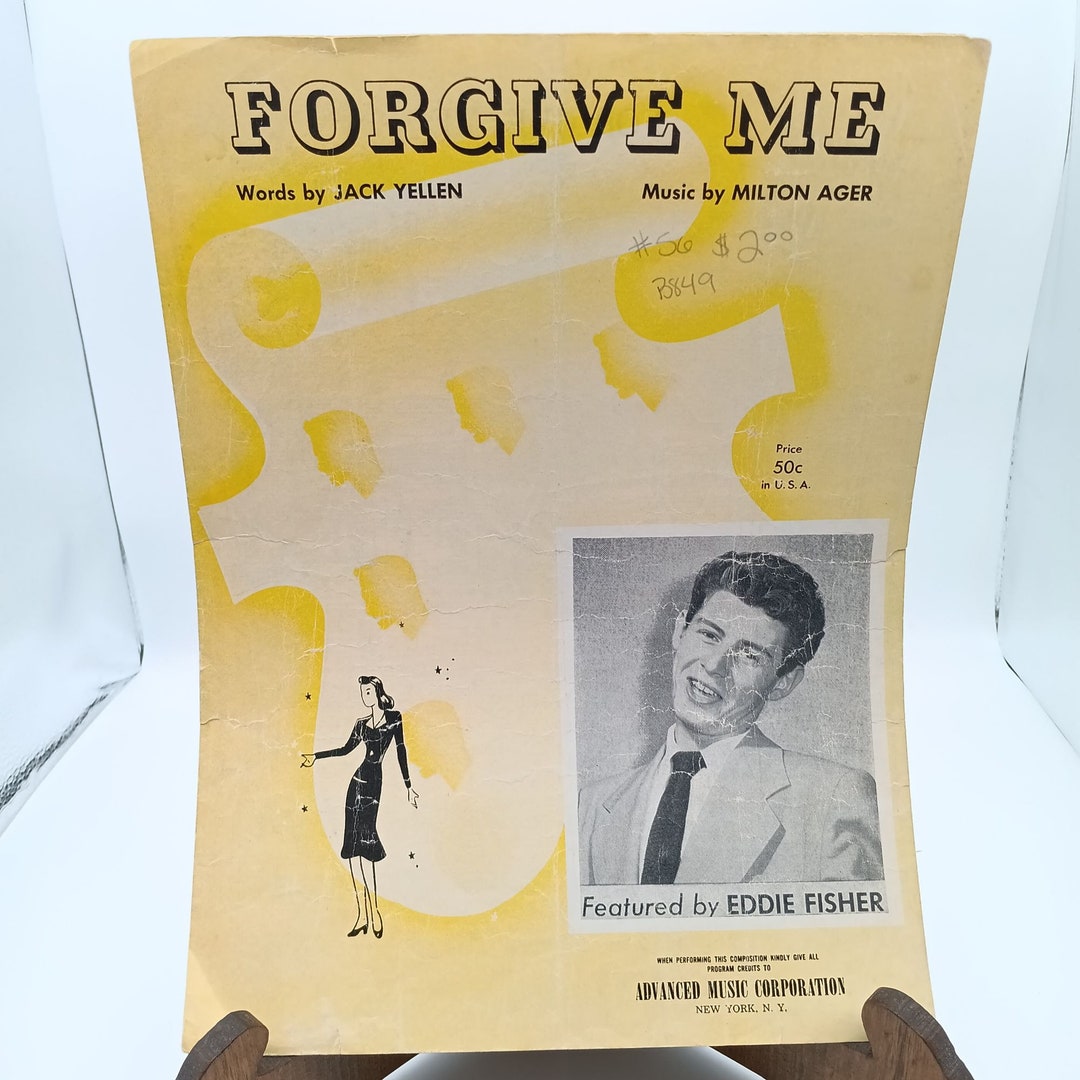 Vintage Sheet Music, Forgive Me by Jack Yellen and Milton Ager ...