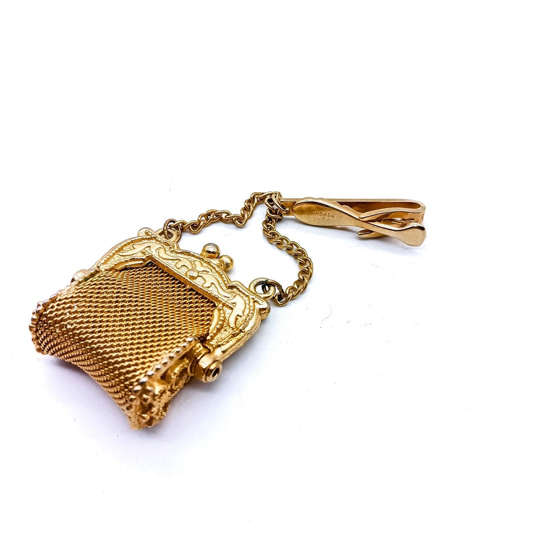 Antique Gold Mesh Coin Purse Clip on Chatelaine Accessory - Etsy