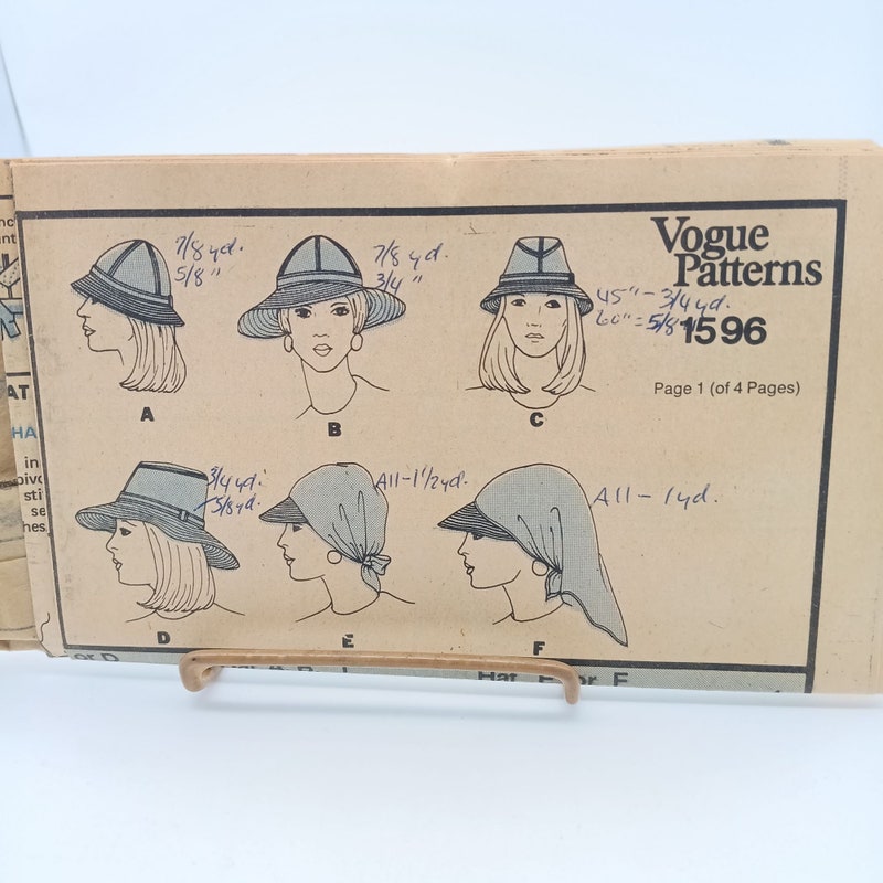 Vogue Hat Sewing Patterns - Etsy