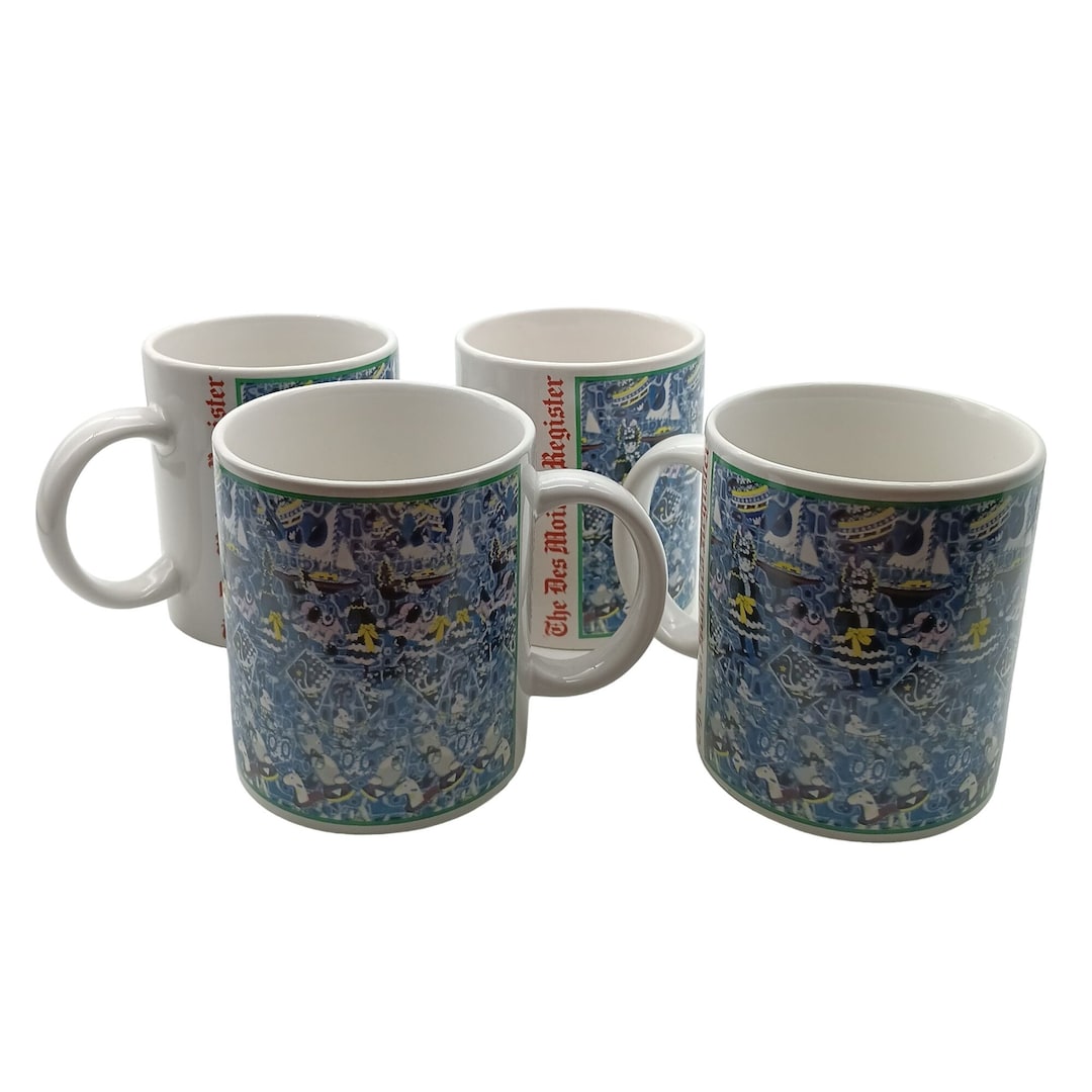 Set of 4 Des Moines Register Ceramic Mugs, Iowa Newspaper Coffee Cups ...