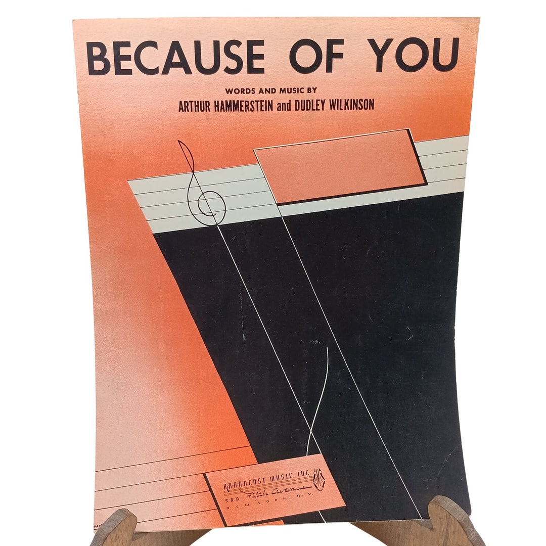 Vintage Sheet Music, Because of You by Arthur Hammerstein and Dudley ...