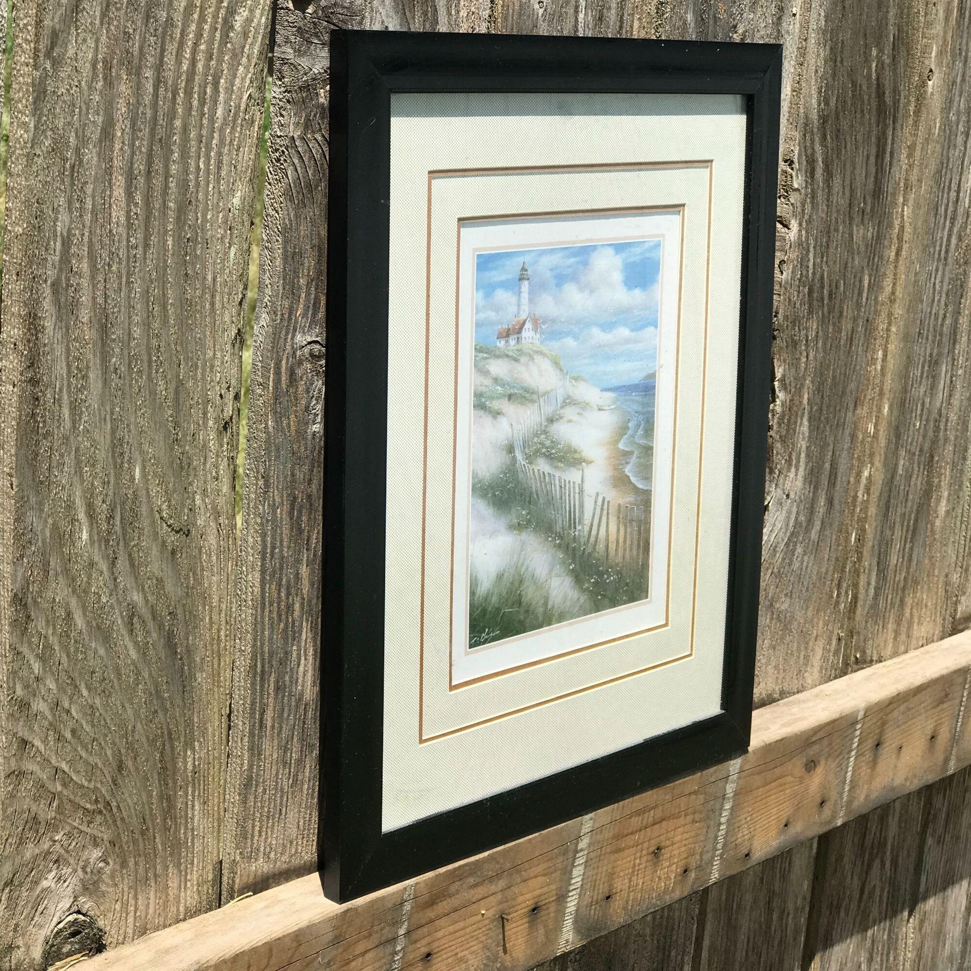 T.C. Chiu Lighthouse with Deserted Beach Framed Art Print Wall | Etsy