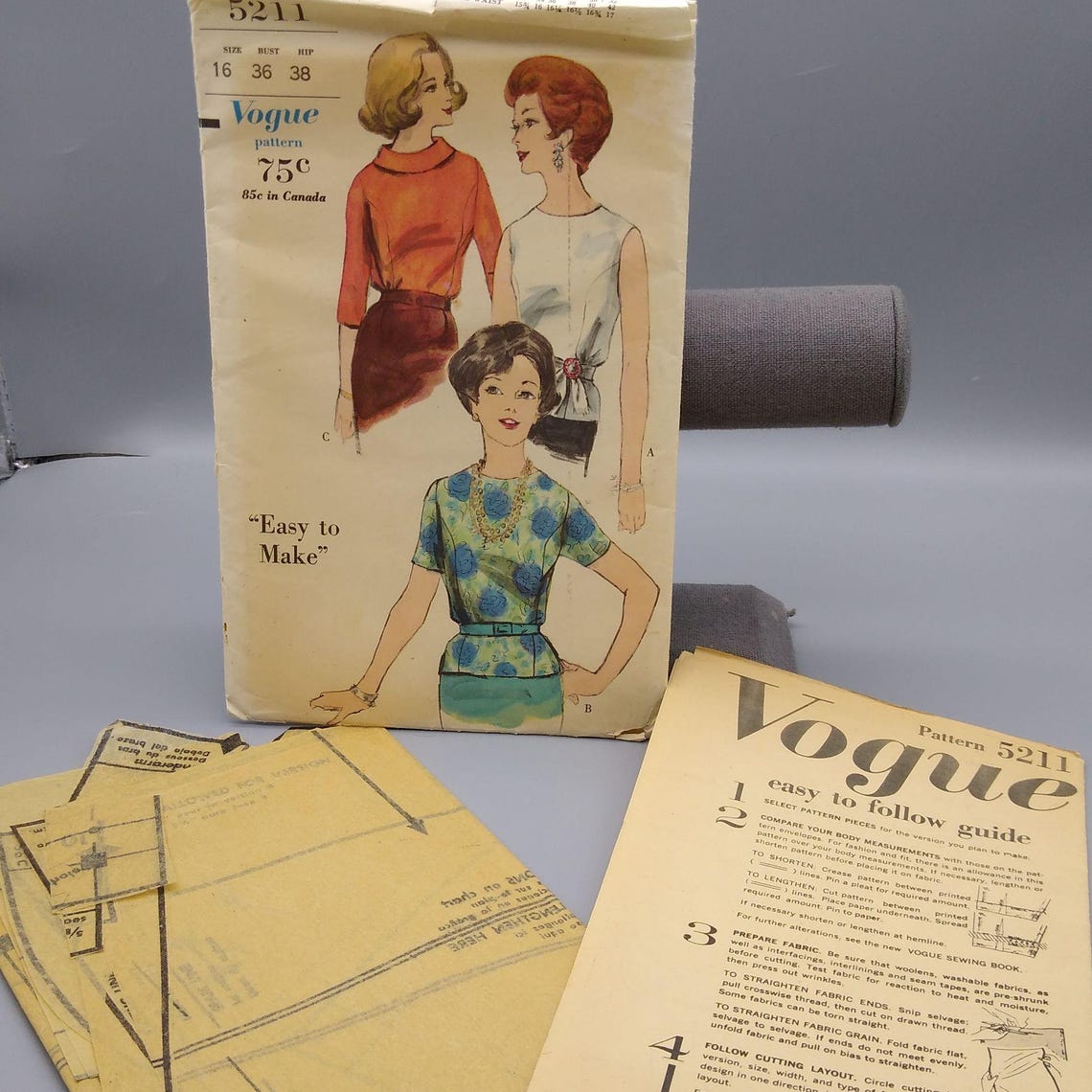 Vintage Sewing PATTERN Vogue Patterns 5211, Easy to Make 1961 Womens ...