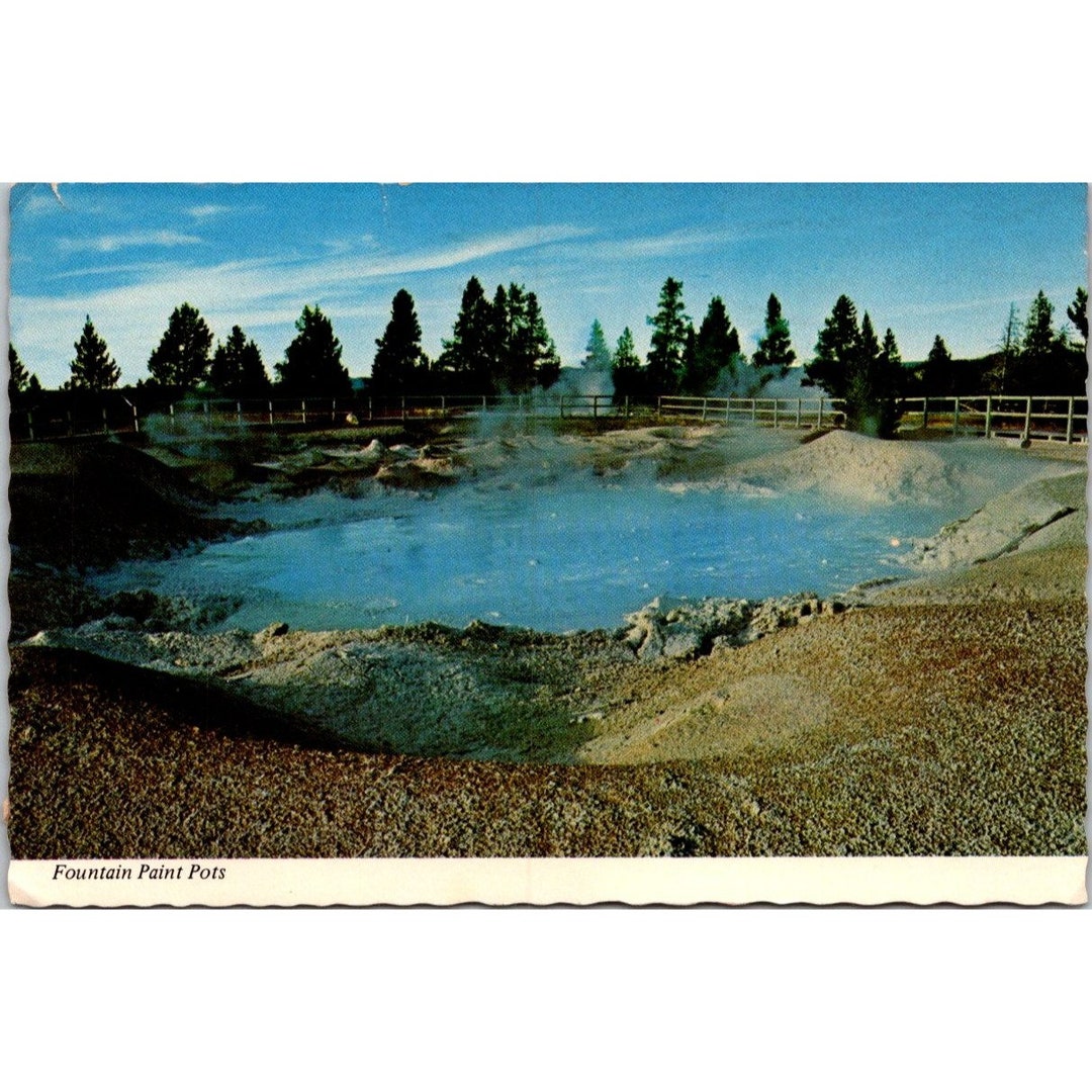 Vintage Chrome Yellowstone Postcard, Fountain Paint Pots Lower Geyser ...