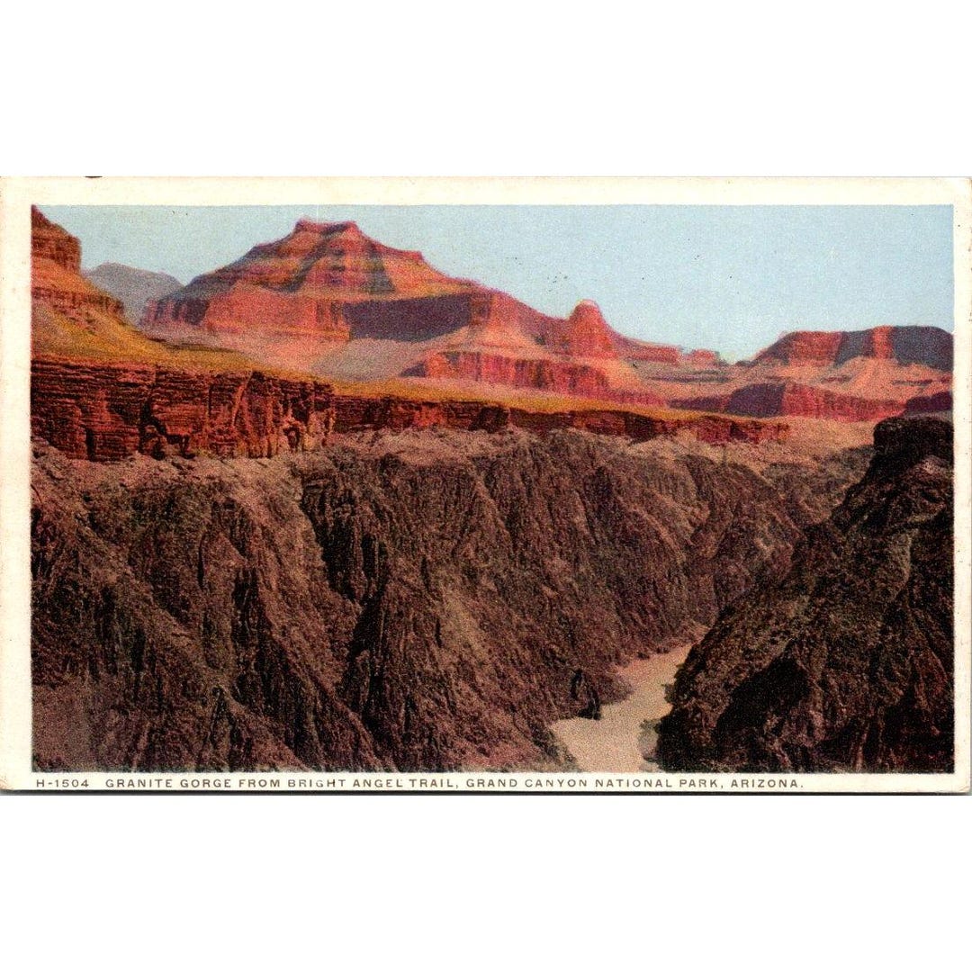 Vintage 1929 Grand Canyon National Park Postcard Granite Gorge Bright ...
