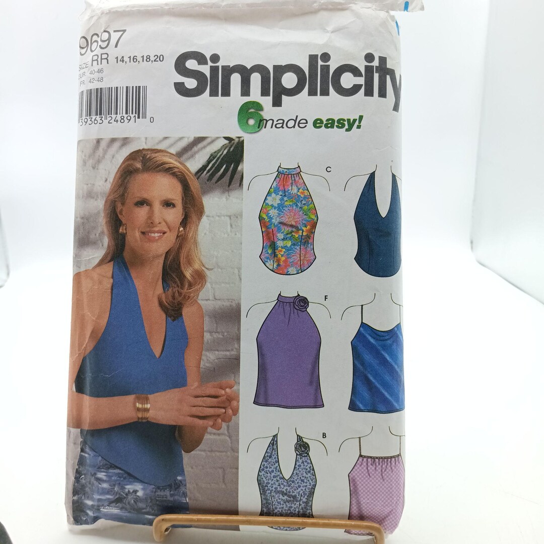 Simplicity 9697 Vintage Sewing Pattern Womens Halter Tops Sizes 14-20 ...