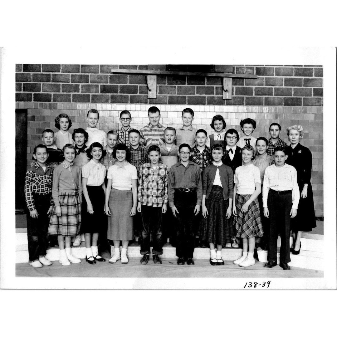 1950s School Class Photo, Original Black and White of Students and ...