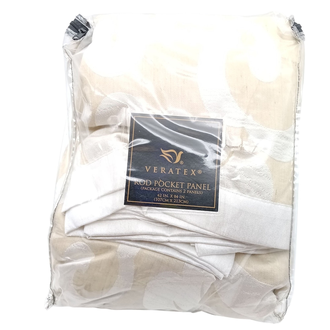 Veratex Tan and White Drapery, Olivea Rod Pocket Panel Set Curtains ...
