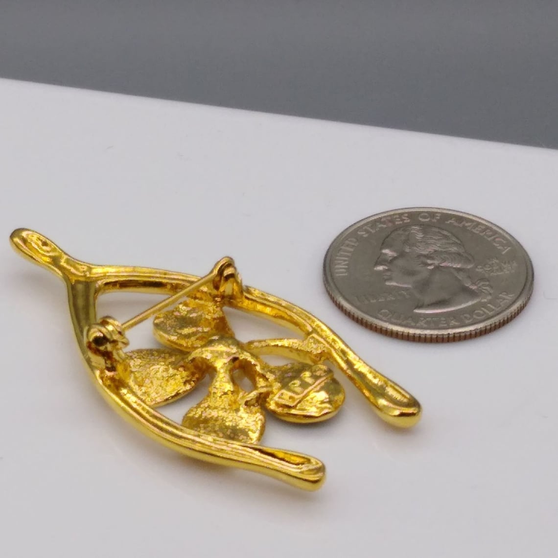 Vintage JJI Good Luck Brooch Gold Tone Wishbone Pin With - Etsy