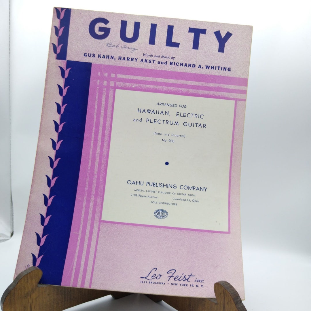 Vintage Sheet Music, Guilty by Gus Kahn Harry Akst and Richard Whiting ...