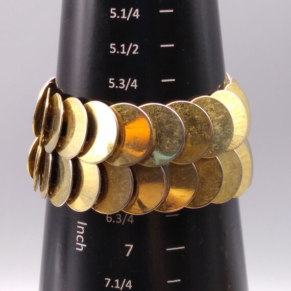Vintage Overlapping Discs Bracelet, Double Strand Gol… - Gem