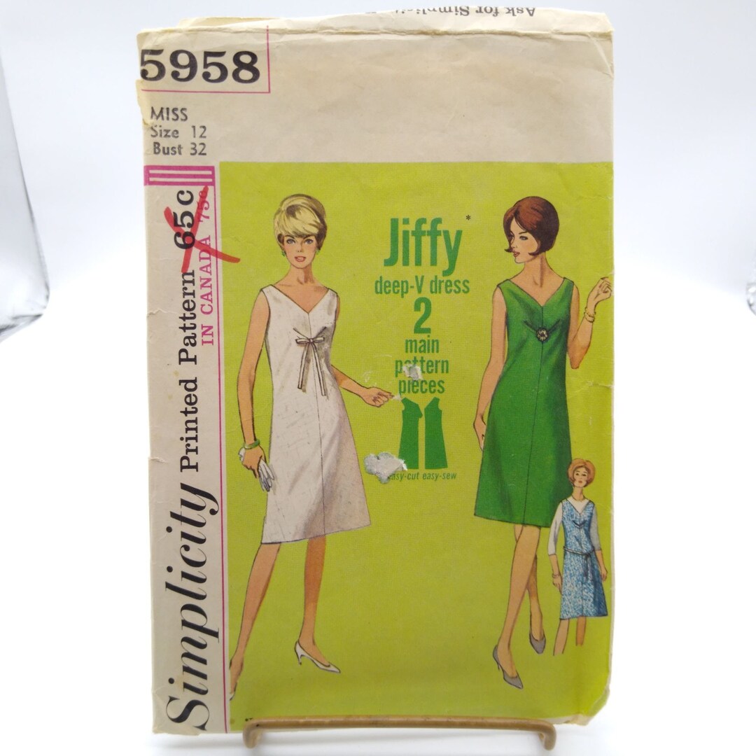 Vintage Sewing PATTERN Simplicity 5958, Jiffy Misses 1965 Simple to Sew ...