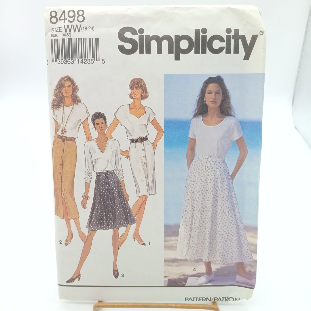 Simplicity 8498 Vintage Sewing Pattern Misses Slim or Flared Skirt Size ...