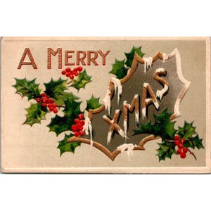 Vintage Embossed Merry Xmas Postcard - Etsy