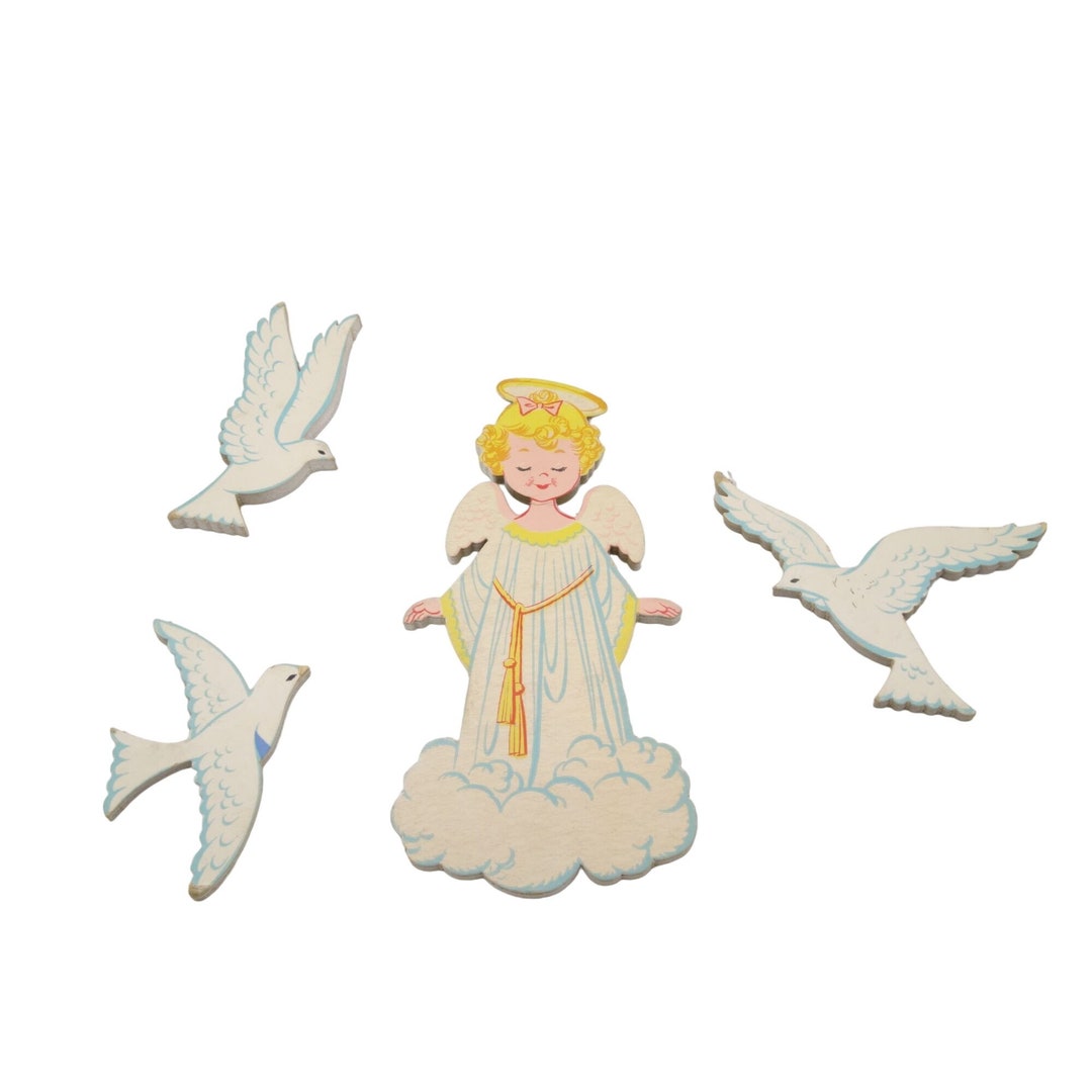 Dolly Toy Angel and Doves Mid Century Decor, Wall Hangings Vintage ...