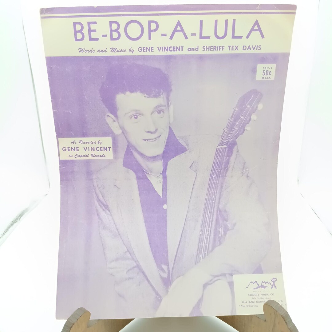 Gene Vincent Be-bop-a-lula Vintage Sheet Music 1956 Original Hill ...