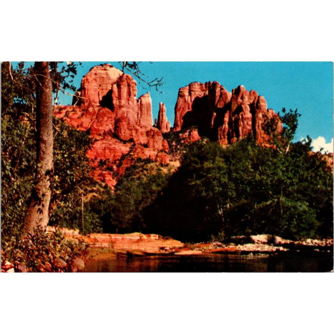 Vintage Arizona Postcard Sedona Cathedral Rock Oak Creek Canyon RMF-51 ...