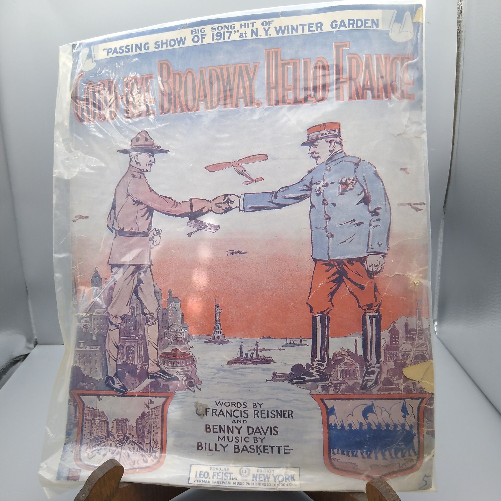 Antique Sheet Music, Goodbye Broadway Hello France by Reisner Davis and ...
