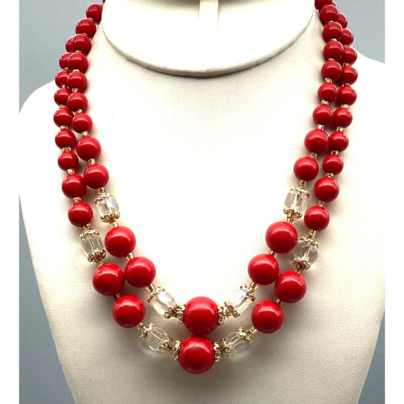Red Bead Necklace - Etsy