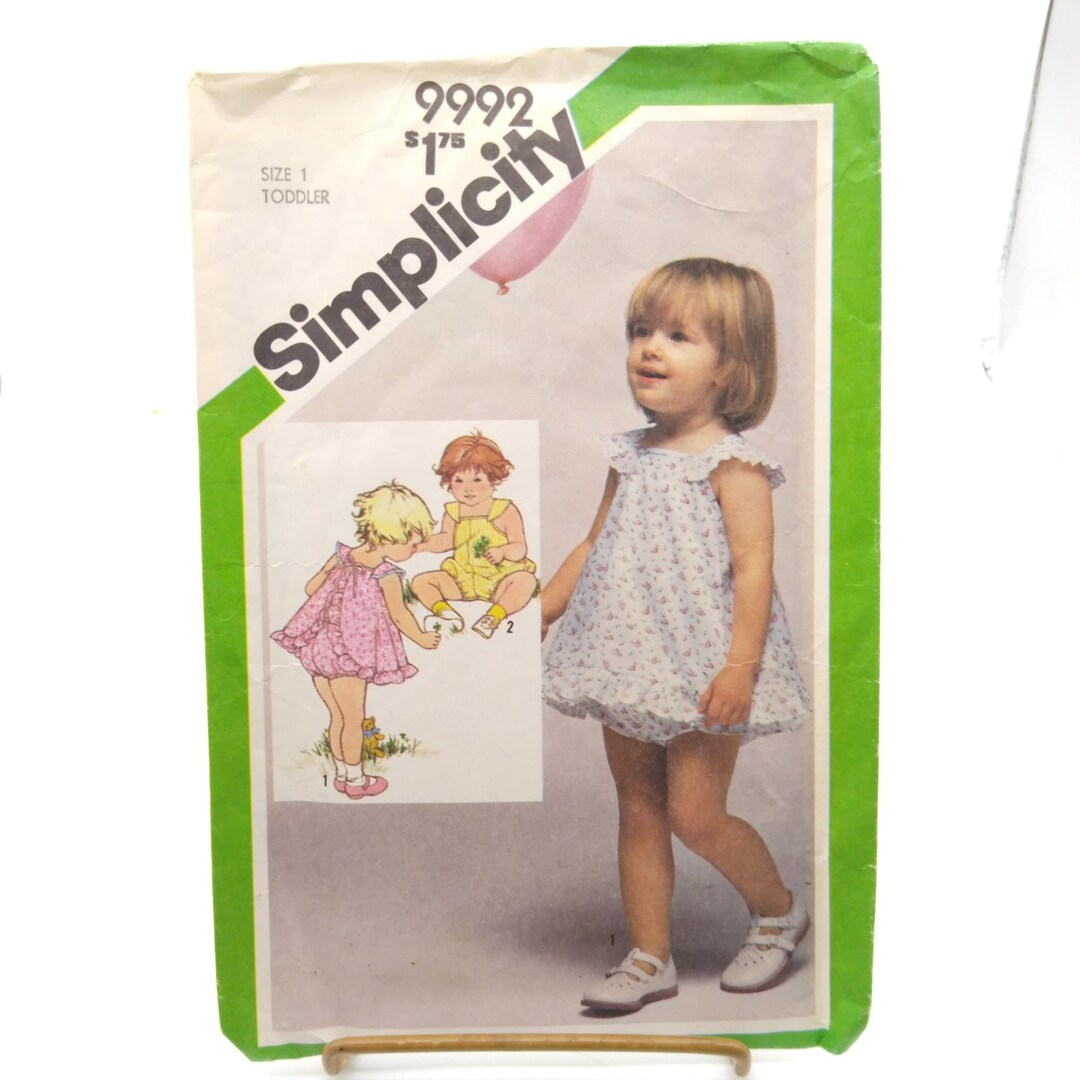Vintage Sewing PATTERN Simplicity 9992, Toddlers 1981 Romper Sundress ...