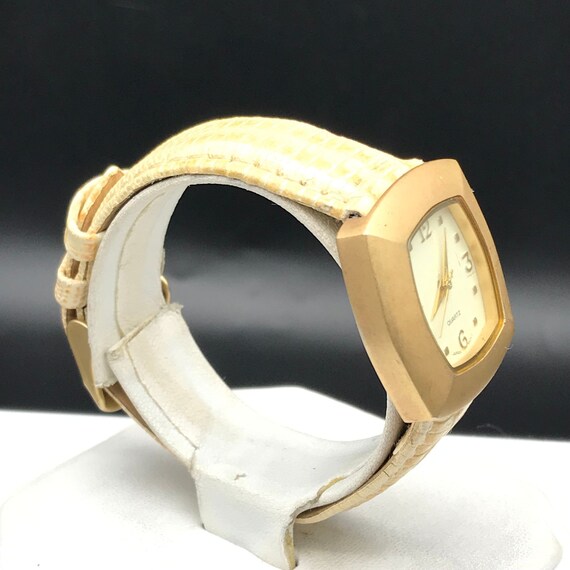 Vintage Gold Tone Japan Movement Watch Leather Band N… - Gem