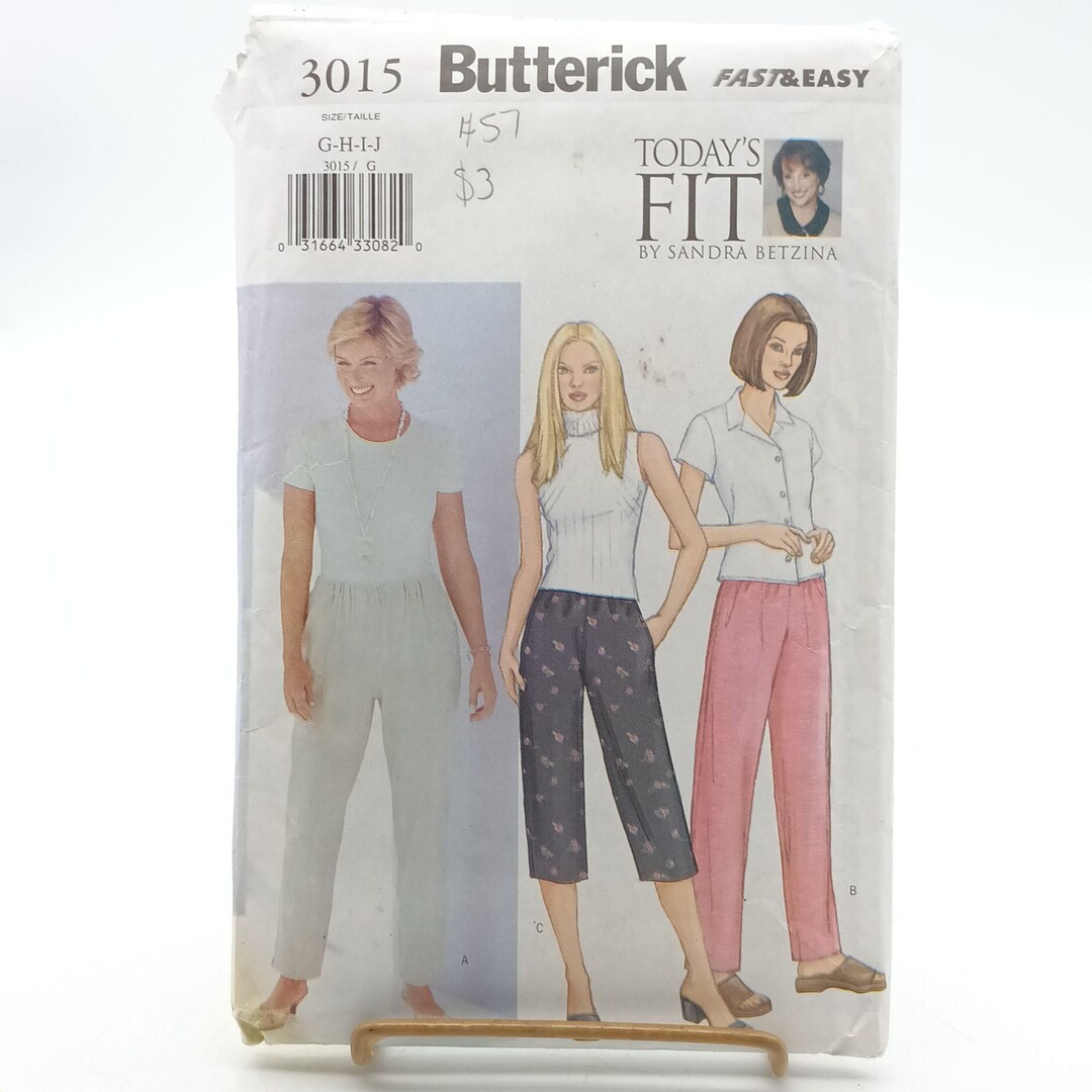 UNCUT Butterick 3015 Womens Pants Vintage 2001 Sewing Pattern Sz G H I ...