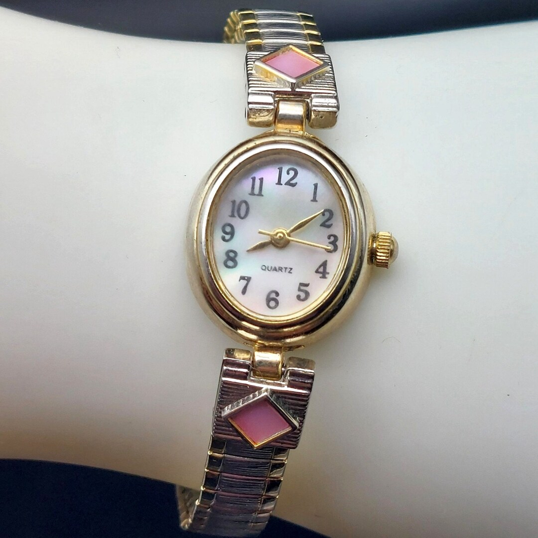 Vintage M.Z. Berger Quartz Watch Gold & Silver Tone Pink Accents ...