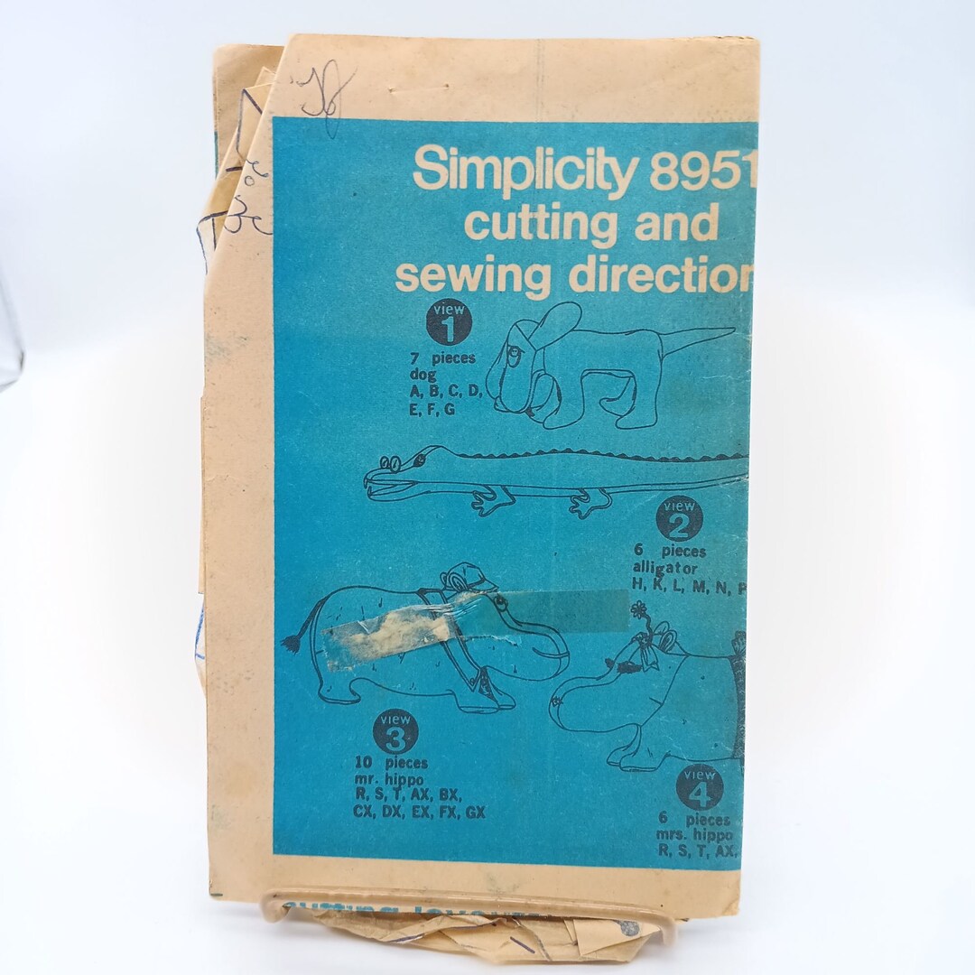 Vintage Sewing PATTERN Simplicity 8951, Set of Stuffed Animals 1970 Dog ...