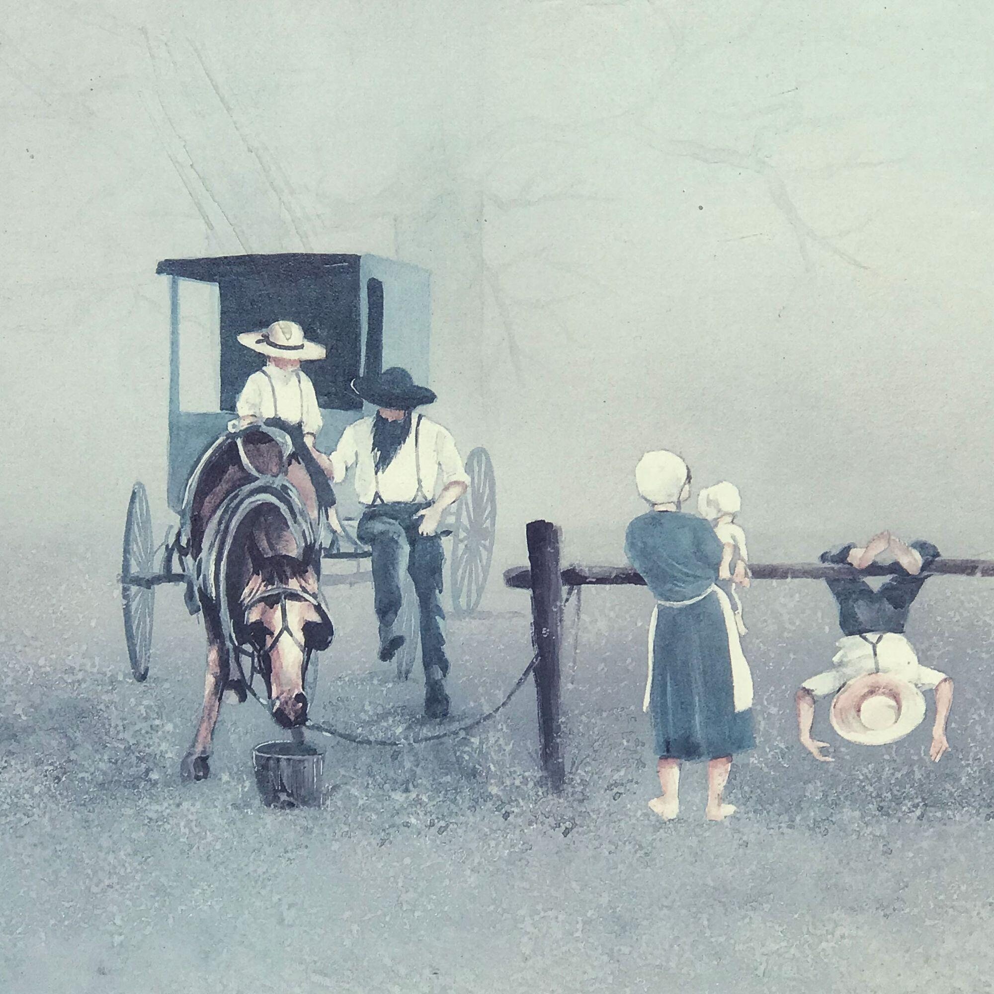 Steve Polomchak Amish Family Geese Buggy enmarcado mate arte - Etsy España