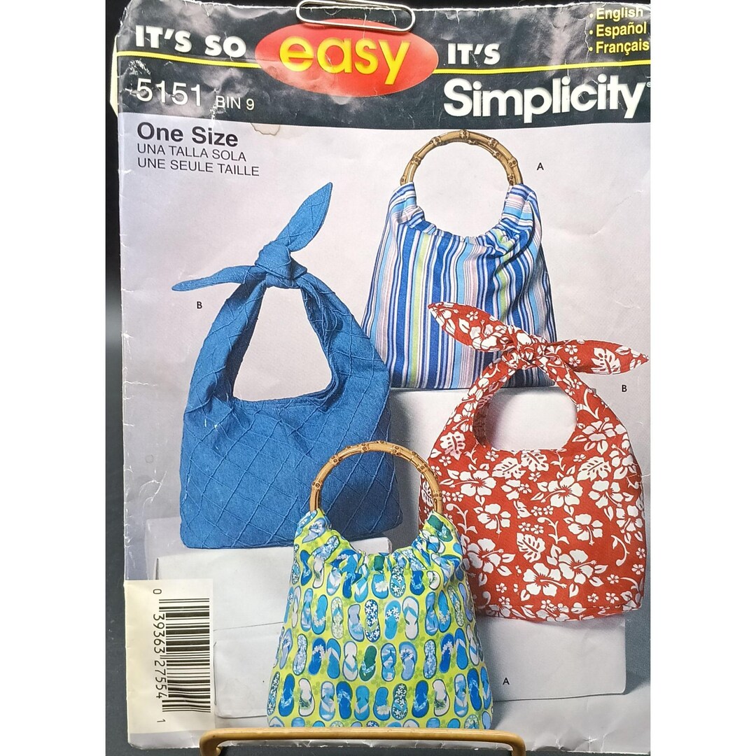 Simplicity 5151 Vintage Sewing Pattern for Handbags With Bamboo Handles One Size - Etsy
