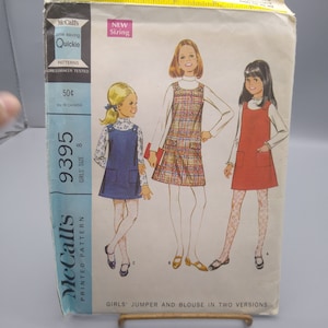 Vintage Sewing PATTERN Mccalls 9395, Girls 1958 Jumper and Blouse in ...