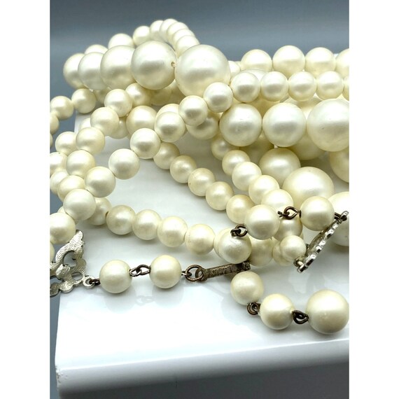 Vintage Laguna Triple Strand Necklace, White Satin Fi… - Gem