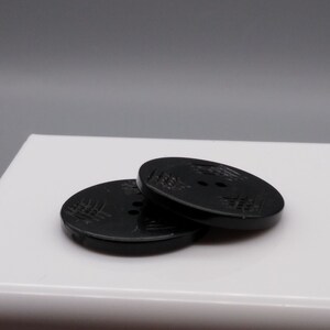 Vintage Black Carved Celluloid Buttons, Licorice Wafer Sew-through ...