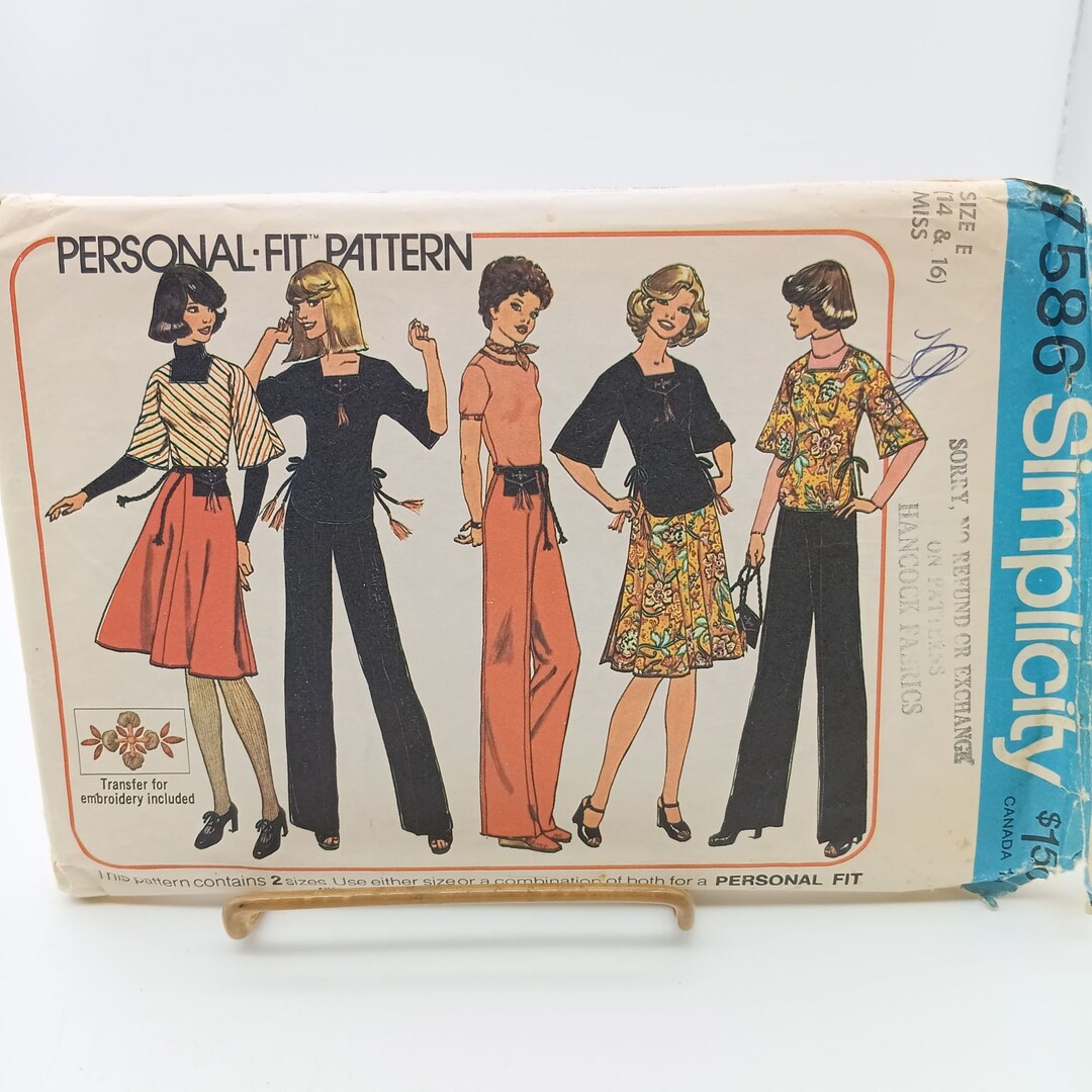 Vintage Sewing PATTERN Simplicity 7586, Misses 1976 Bias Pullover Top ...
