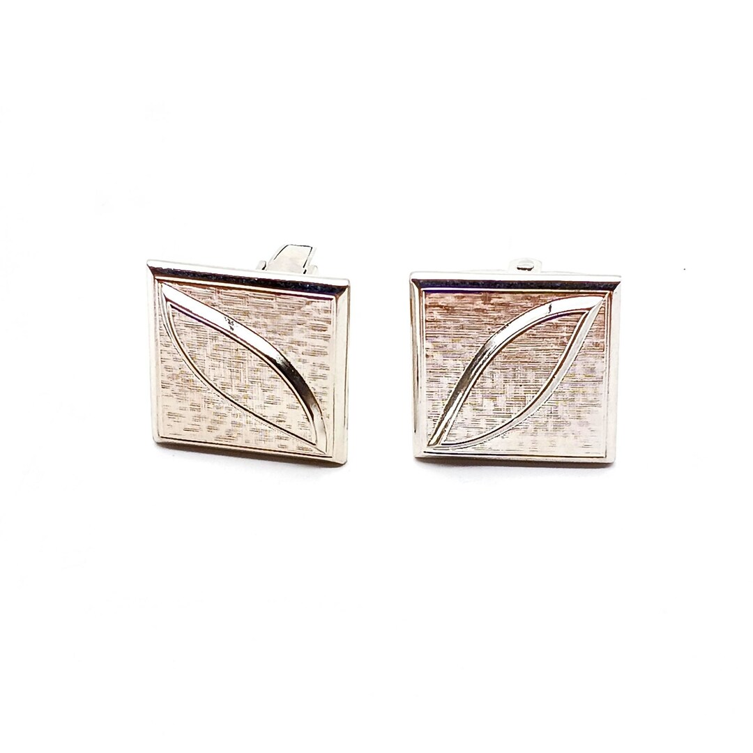 Vintage Foster Square Cuff Links, Brushed Silver Tone Mod Mid Century ...