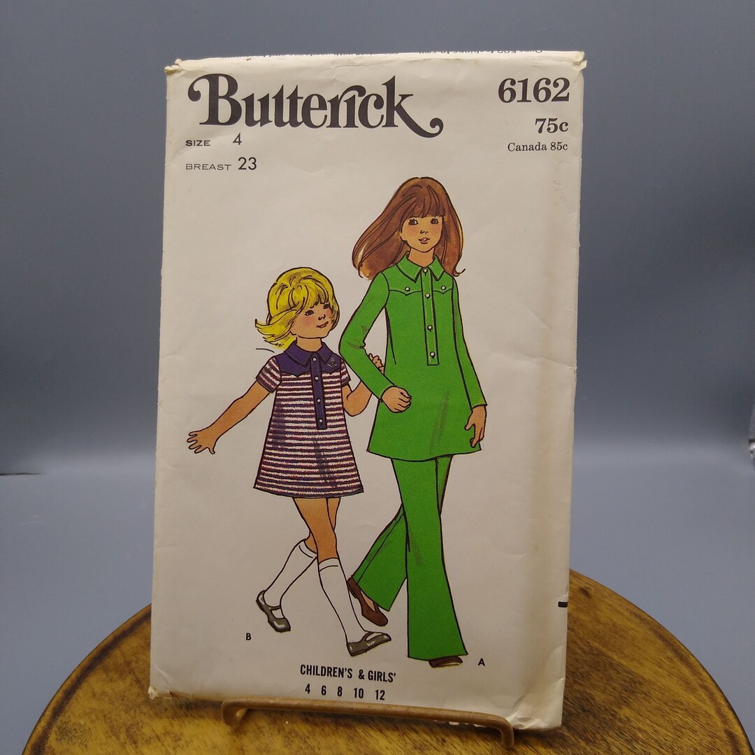 UNCUT Vintage Sewing PATTERN Butterick 6162, Child Dress and Pants in ...