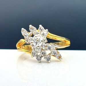 Vintage Ring RSC 18KGE CZ Cocktail Statement Ring With Elegant Spill of ...